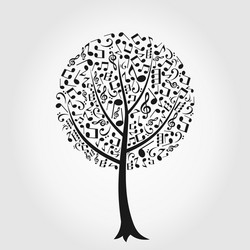 Music tree with notes Royalty Free Vector Image