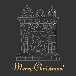 Christmas Fireplace Line Drawing Vector Images (87)