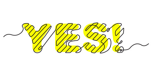 One line drawing yes text continuous line Vector Image