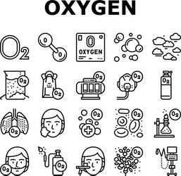 Oxygen o2 chemical collection icons set Royalty Free Vector