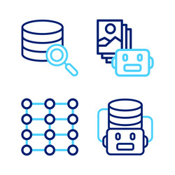 Set neural network computer api interface Vector Image