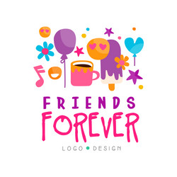 Original friendship logo template with three cups Vector Image