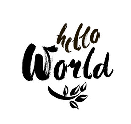 Hello world modern calligraphy text handwritten Vector Image