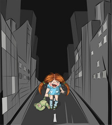 Lost child crying sad sobbing girl wiping tears Vector Image