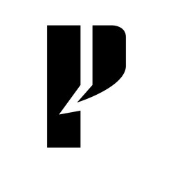 Orange and red letter p icon with a bold rectangle
