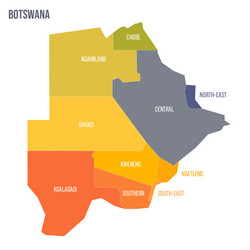 Botswana political map of administrative divisions