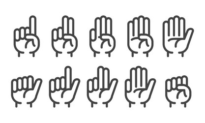 Counting fingers icons set Royalty Free Vector Image