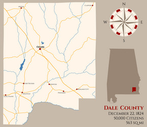 Detailed infographic and map of dale county Vector Image