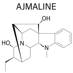Ajmaline molecule skeletal formula Royalty Free Vector Image