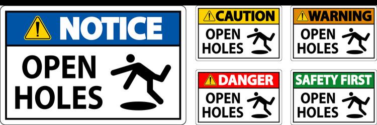 Warning sign open holes Royalty Free Vector Image