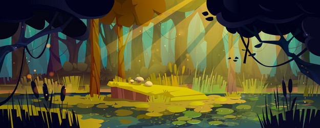 Swamp in forest game landscape background Vector Image