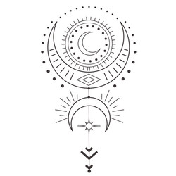 Line art design with crescent on the white Vector Image
