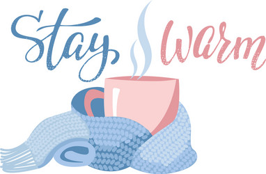 Pink mug with coffee wrapped light blue magenta Vector Image