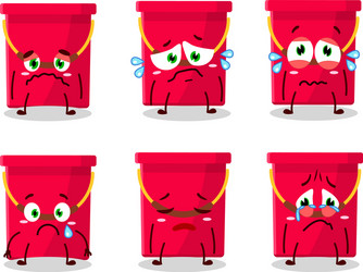 Blue bucket cartoon character with sad expression Vector Image