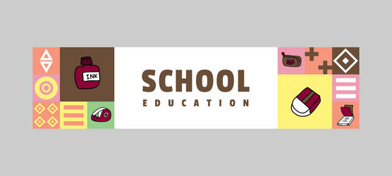 Flat square school education banner and poster Vector Image
