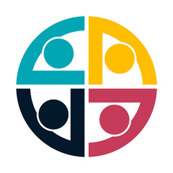 Group four people logo handshake Royalty Free Vector Image