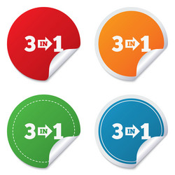 Three in one sign icon 3 1 symbol with arrow Vector Image