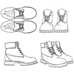 Sketch work boots top view Royalty Free Vector Image