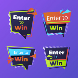 Enter win stickers Royalty Free Vector Image - VectorStock