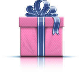 Pink gift box with ribbon and bow Royalty Free Vector Image