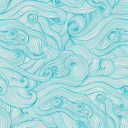 Seamless wave hand-drawn pattern waves background Vector Image