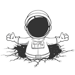 Alien peeps out from hole space Royalty Free Vector Image