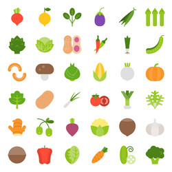 Cute vegetable icon set solid style Royalty Free Vector