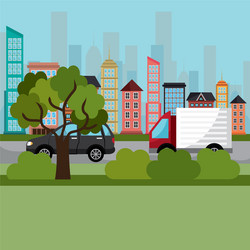 Road street urban scene icon Royalty Free Vector Image