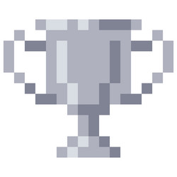 Silver winner cup pixel art style goblet Vector Image