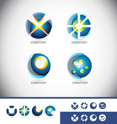 Sphere logo set 3d icon Royalty Free Vector Image