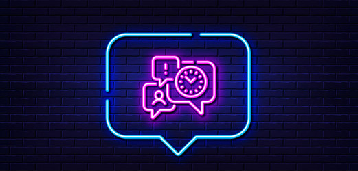 Time management line icon clock sign watch neon Vector Image