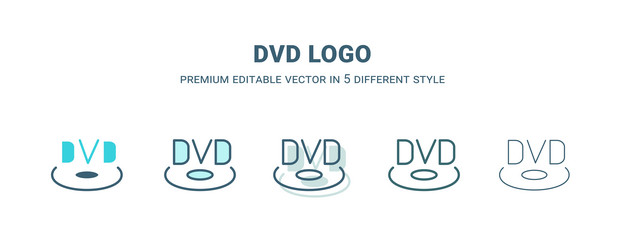 Dvd player icon in 5 different style outline Vector Image