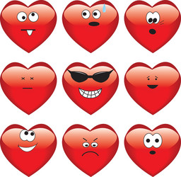 Heart smiley emoji set for valentines day Vector Image