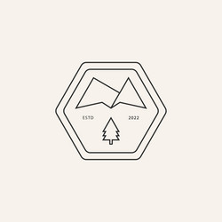 Pine line art logo design Royalty Free Vector Image
