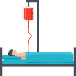 Patient laying on hospital bed sick person icon Vector Image
