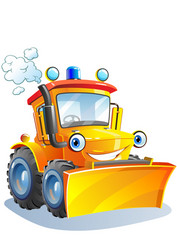 Funny tractor bulldozer isolated over white Vector Image