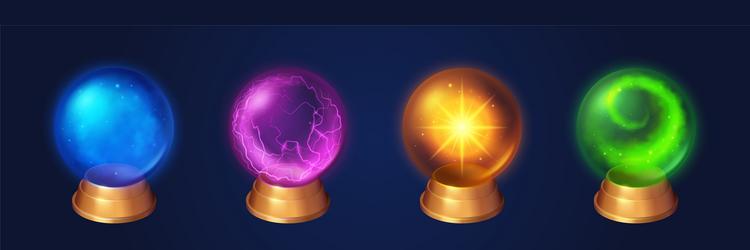 Crystal globes witch or sorcerer magic spheres Vector Image