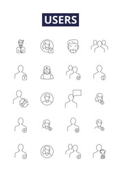 People and work line icons signs set design Vector Image