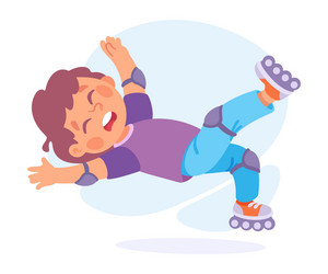 Falling little boy character slip on the ground Vector Image