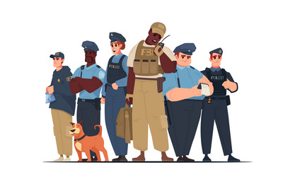 Policeman characters cartoon police officer Vector Image