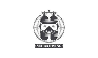 Scuba diving logo branding identity Royalty Free Vector