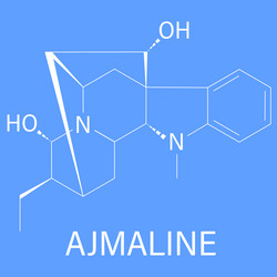 Ajmaline molecule skeletal formula Royalty Free Vector Image