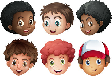 Six kids with happy face Royalty Free Vector Image