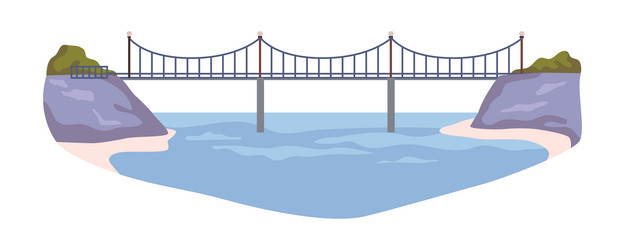 River bridge connecting two banks Royalty Free Vector Image