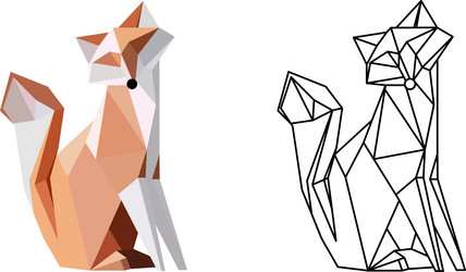 Geometric fox cub made of triangles Royalty Free Vector