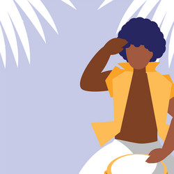 Man playing bongo drum avatar character Royalty Free Vector