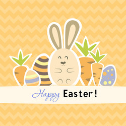 Easter green card with carrots and rabbit Vector Image