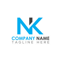 Initial letter nk logo design template creative Vector Image