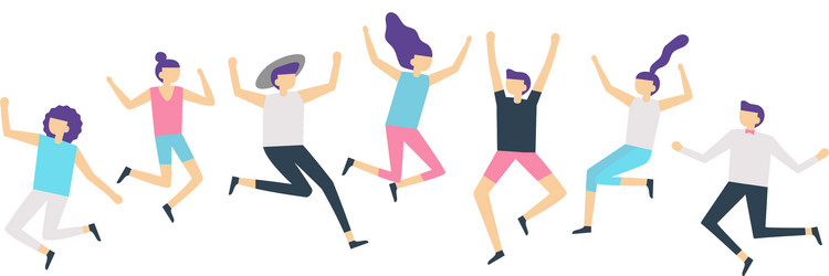 Happy jumping business people excited office team Vector Image