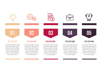 Five simple color steps process infographic Vector Image